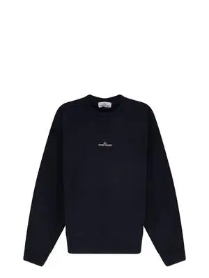 Stone Island Organic Cotton Sweatshirt With Logo Print - Black