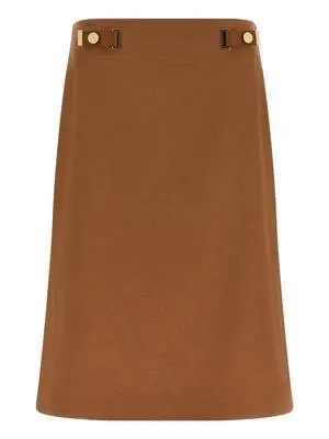 Fendi Linen Blend Midi Skirt - Brown