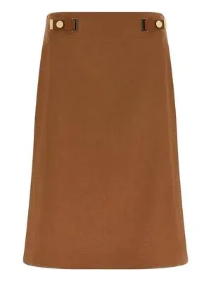 Fendi FENDI Linen Blend Midi Skirt Brown