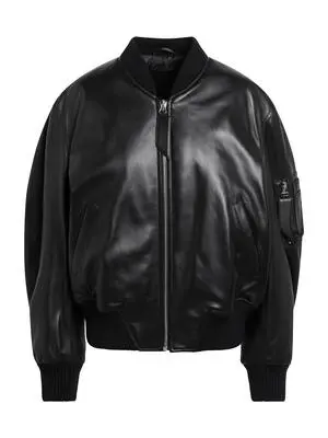 Attico Anja Leather Bomber Jacket - Black