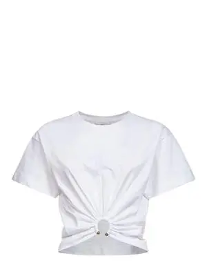PACO RABANNE PACO RABANNE Pierced Crop Cotton T-Shirt