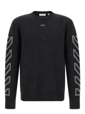 Off-White Diag Arrow Fuzzy Sweater - Gray