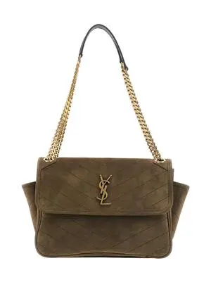 Saint Laurent SAINT LAURENT Suede Niki Tripouch Shoulder Bag Multicolor