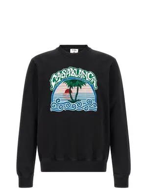 Casablanca CASABLANCA Palm Tree Emblem Embroidered Sweatshirt Black