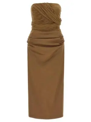 Magda Butrym Off-the-shoulder Midi Dress - Brown