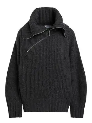 Attico Wool And Cashmere Zip Sweater - Gray