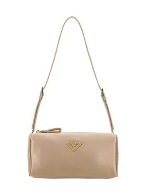 Prada Sand Satin Mini Shoulder Bag - Brown