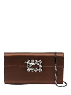 ROGER VIVIER Efflorescence Clutch In Satin Cacao - Brown