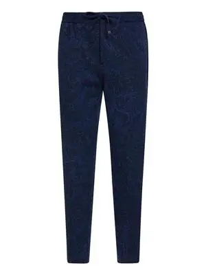 Etro Blue Paisley-pattern Seersucker Jersey Jogger Trousers - Multicolor