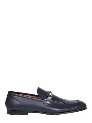 Gucci Dark Blue Leather Jordaan Loafers - Multicolor
