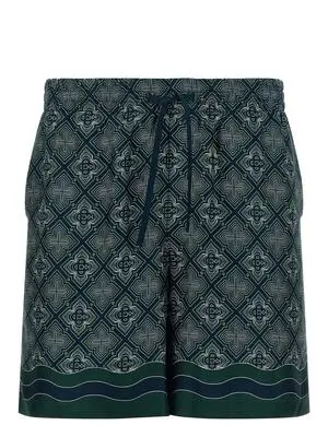 Casablanca Radiating Monogram Silk Bermuda Shorts - Multicolor
