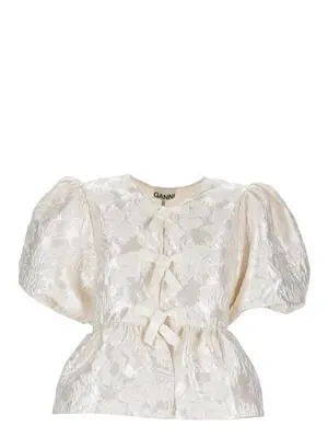 GANNI Ganni Women Top Peplum Cream