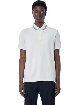 Moncler Polo Shirt With Contrast Collar - White