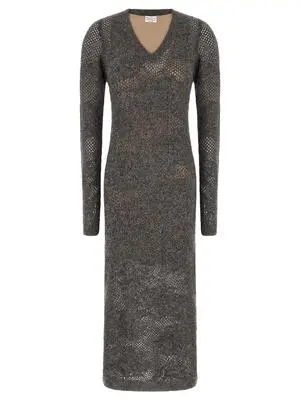 Brunello Cucinelli Flower Lace Dress - Gray