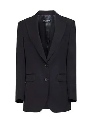 Dolce & Gabbana Black Wool Gabardine Jacket - Multicolor