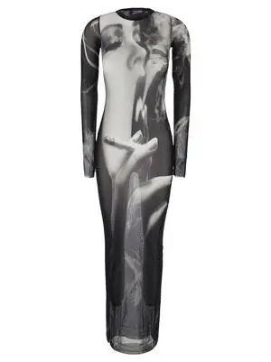 JEAN PAUL GAULTIER Long Dress With Smoking Print - Multicolor