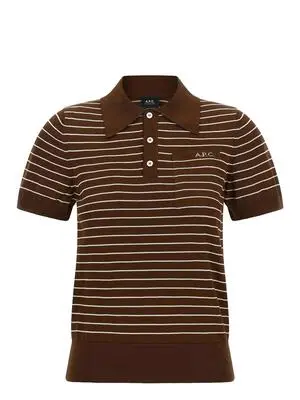 A.p.c. Striped Knit Polo Shirt - Brown