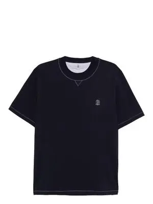 Brunello Cucinelli Logo Cotton T-shirt - Multicolor