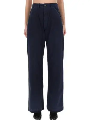 MAISON MARGIELA Cotton Herringbone Wide Leg Trousers - Blue