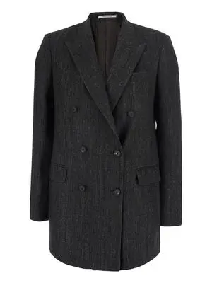 Tagliatore Tech Fabric Double-breasted Blazer With Peak Lapel - Gray