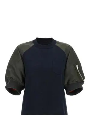 Sacai SACAI Cotton Jersey Raglan Sleeve Top Blue