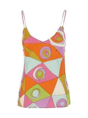 Emilio Pucci Top Characterized A Lively And Refined Design In Tech Fabric For - Multicolor