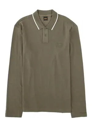 BOSS Polo A Manica Lunga Con Logo - Green