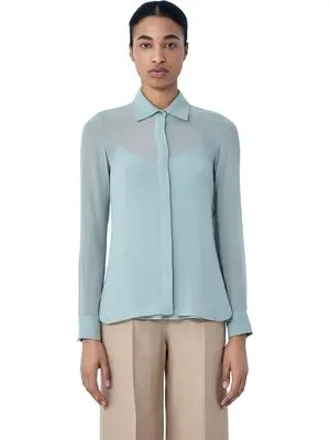 Max Mara Sheer Silk Button-down Blouse - Green