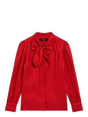 Gucci Silk Jacquard Shirt With Interlocking Gg Chain Motif - Red