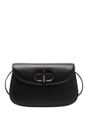 Gucci Leather Bag With Bamboo Closure - Black