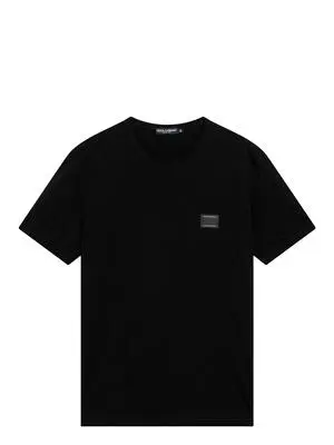 Dolce & Gabbana Cotton T-shirt With Logo Plaque - Black