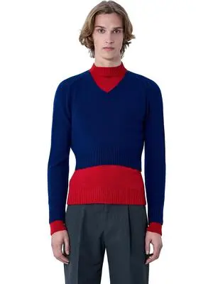 JIL SANDER Layered Knit Sweater - Blue