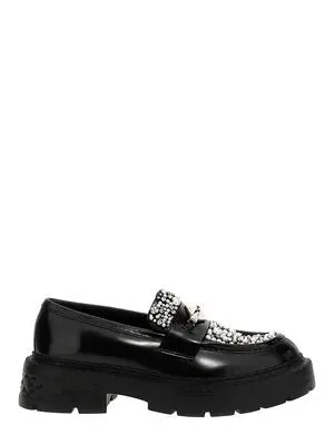 JIMMY CHOO Marlow Diamond Loafers - Black