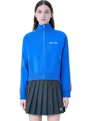 Miu Miu Technical Yarn Zipper Sweatshirt - Blue