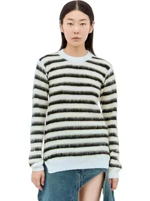 Marni Striped Wool-mohair Sweater - White