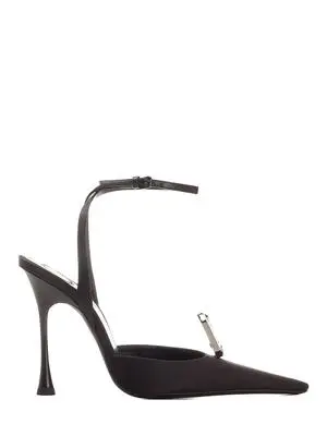 Saint Laurent Doville Satin Slingback - Black