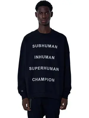Rick Owens Rick Owens X Champion Men Text Print Sweatshirt Black