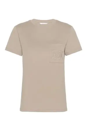 Max Mara Papaia Cotton T-shirt With Monogram - Multicolor