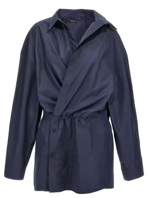 Balenciaga Stile Camicia Mini Dress - Blue