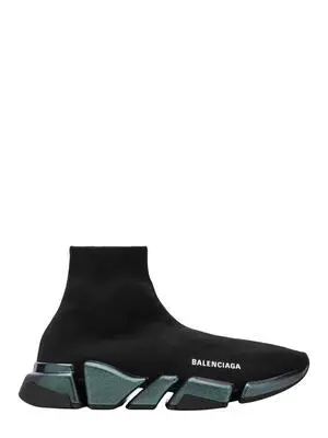 Balenciaga Blue Speed 2.0 Iridescent Knit Sneakers - Black