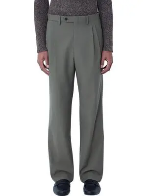 Prada Wide-leg Wool Pants - Green