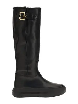 Chloé Glossed Calfskin Delia Boots - Black