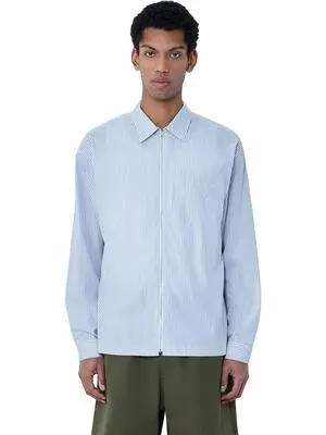 Prada Zip-front Stripe Shirt - Blue