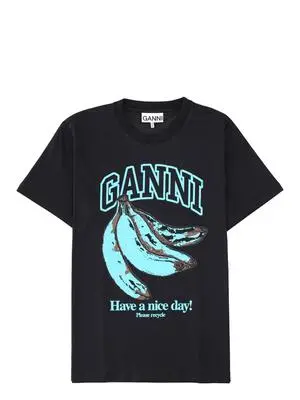 GANNI Graphic Banana Print T-shirt - Black
