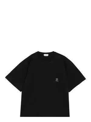 Versace Cotton Jersey T-shirt With Medusa Embroidery - Black