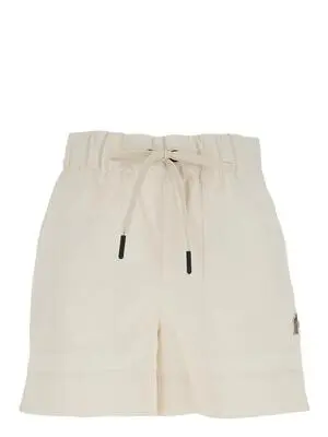 Moncler White Shorts With Elasticated Waist And Drawstring And Logo Patch On The Side In Tech Fabric For - Multicolor