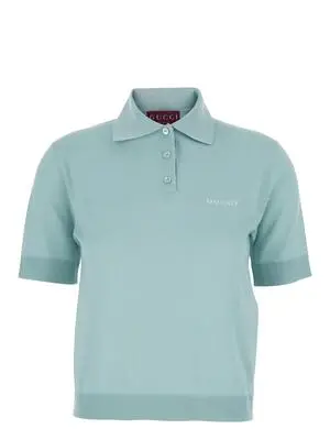 Gucci Wool Polo With Logo Embroidery - Multicolor