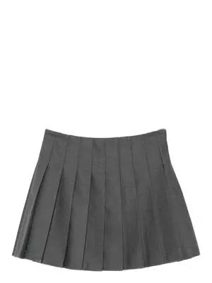 SELF-PORTRAIT Wool Pleated Mini Skirt - Multicolor
