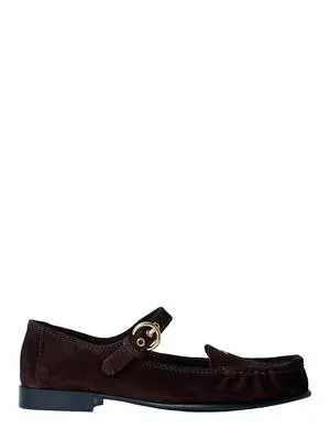 Miu Miu Suede Mary Jane Loafers - Brown
