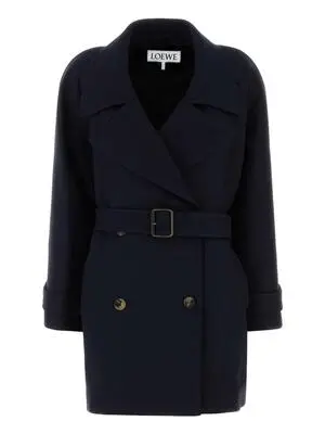 Loewe Navy Wool Blend Coat - Blue